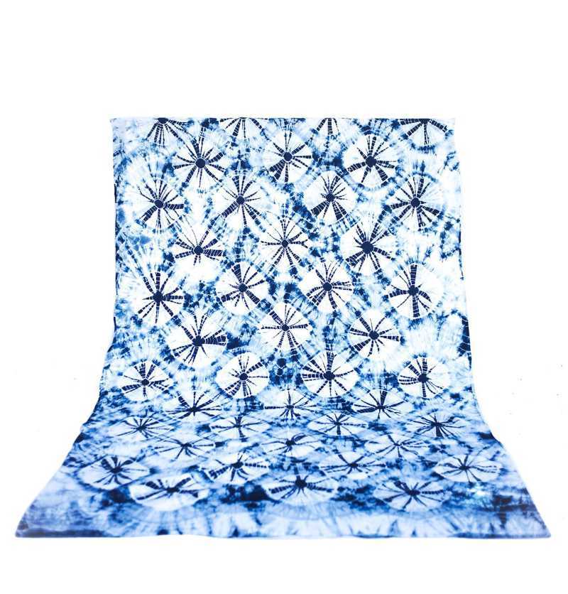 Jual Kain Shibori indigo natural dye motif kumo putih di Seller ...