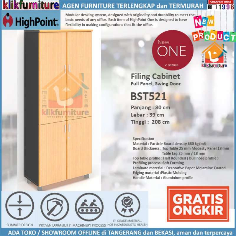 Promo Lemari File Dokumen Kantor Filing Cabinet Tinggi BST521 Highpoint ...
