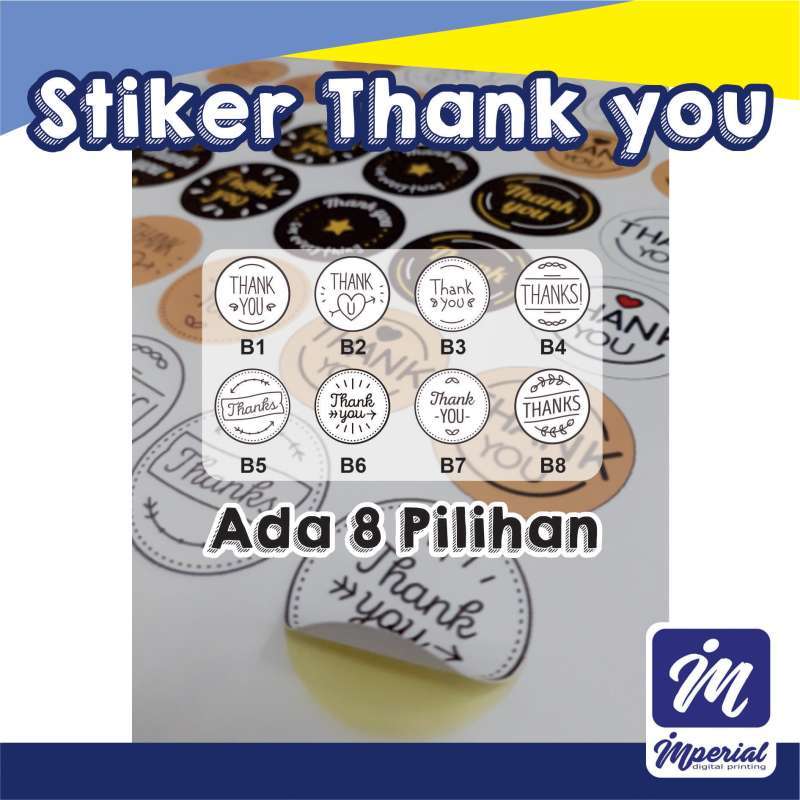 Jual Cetak Sticker Thank you Plus Kiss Cut / Cutting Setengah Putus ...