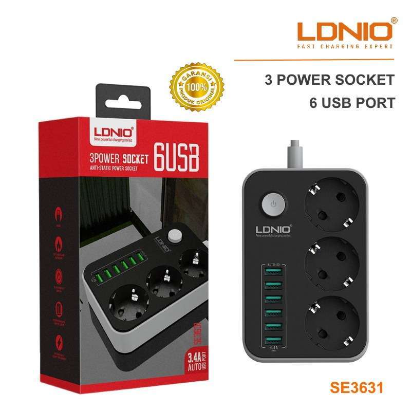 Jual LDNIO SE3631 Stop Kontak Colokan Listrik Colokan USB 3 Port + 6 USB Original di Seller ...