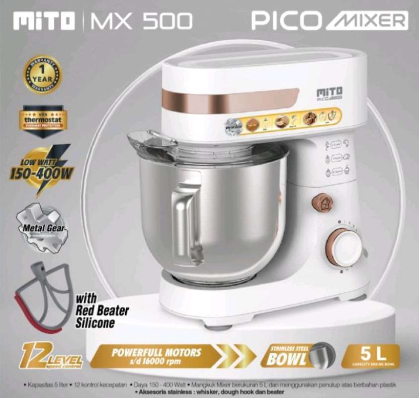 Jual Mito Stand Mixer Pico Mx 500 Pengaduk Adonan Kue 5 Lt Mx500 Mx-500 ...