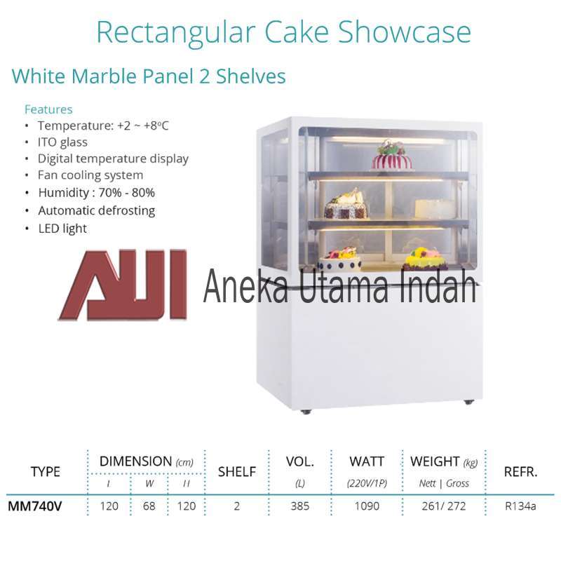 Jual GEA MM740V Rectangular Cake Showcase / Showcase Kue Persegi (White Marble) di Seller Aneka ...