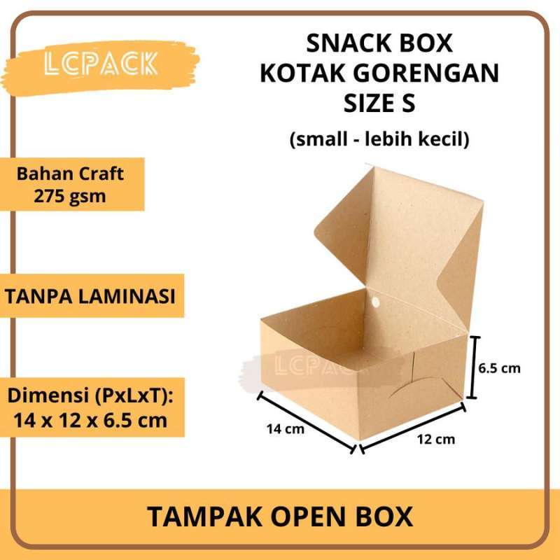 Jual Snack Box Kotak Gorengan Cemilan Kecil Ukuran S 14 12 6,5 Tanpa ...