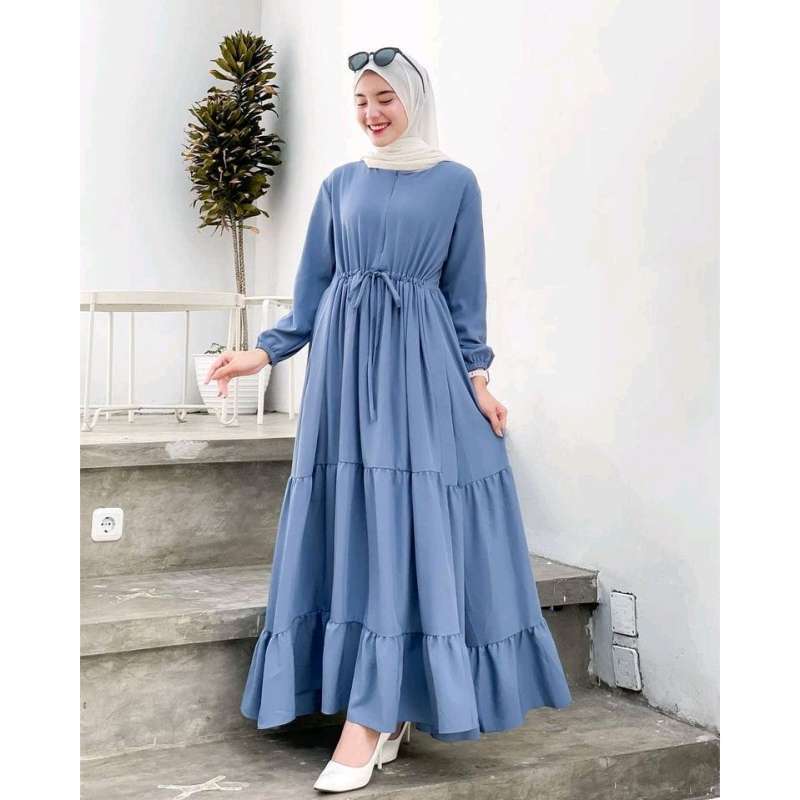 Jual Gamis Wanita Syari Gamis Polos Adyra Simple Maxy - Blue Di Seller Hello Iin - Kalimulya ...