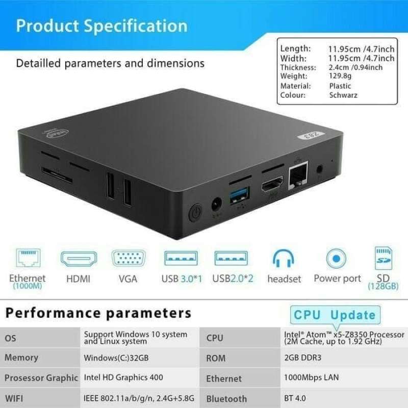 Promo Z83V MINI PC - WINDOWS 10 PC INTEL ATOM X5-Z8350 SUPPORT HDMI VGA ...
