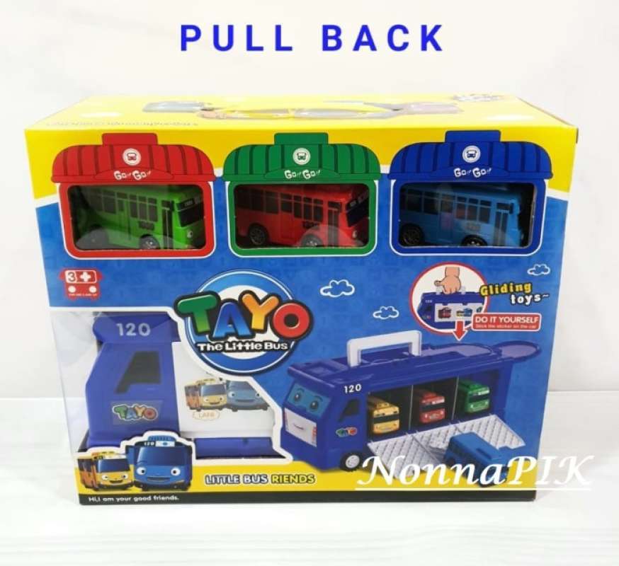 Promo The Little Bus Tayo & Friends Carry Mega Hauler Pullback Car Toy ...