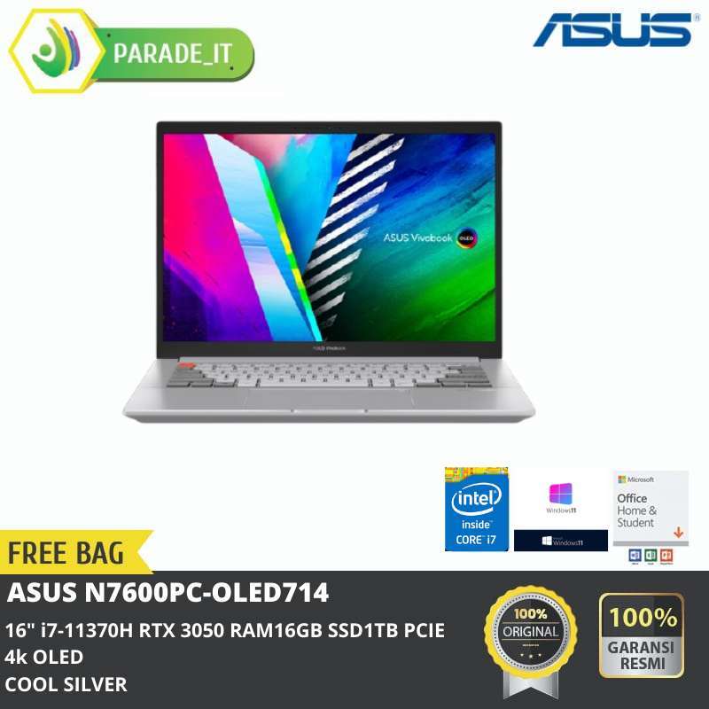 Jual ASUS N7600PC-OLED714 16inc,i7-11370H.RTX 3050.16G.1T PCIE.4k OLED ...