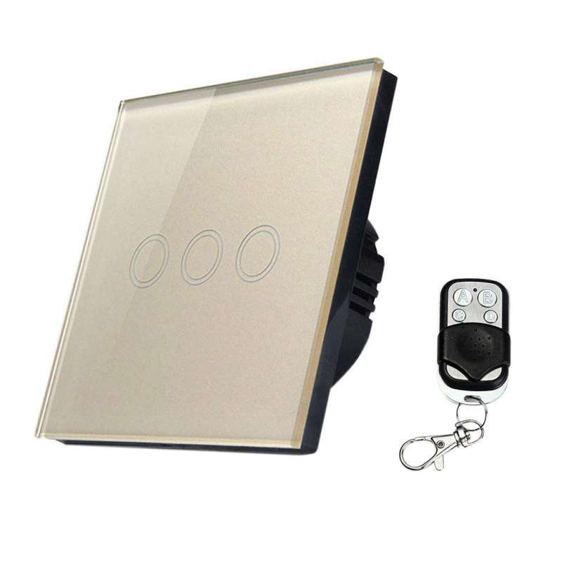 Jual 3 Gang Glass Panel Smart Touch Wall Lamp Light Switch with ...