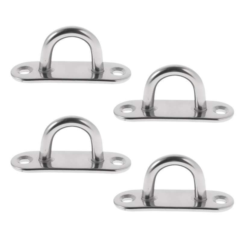 Promo 4x 6mm Oblong Pad Eye Stainless Steel Shade Sail Wall Plate Tie ...