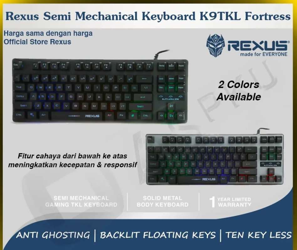 Promo Rexus Semi Mechanical Keyboard K9TKL Fortress - Anti Ghosting ...