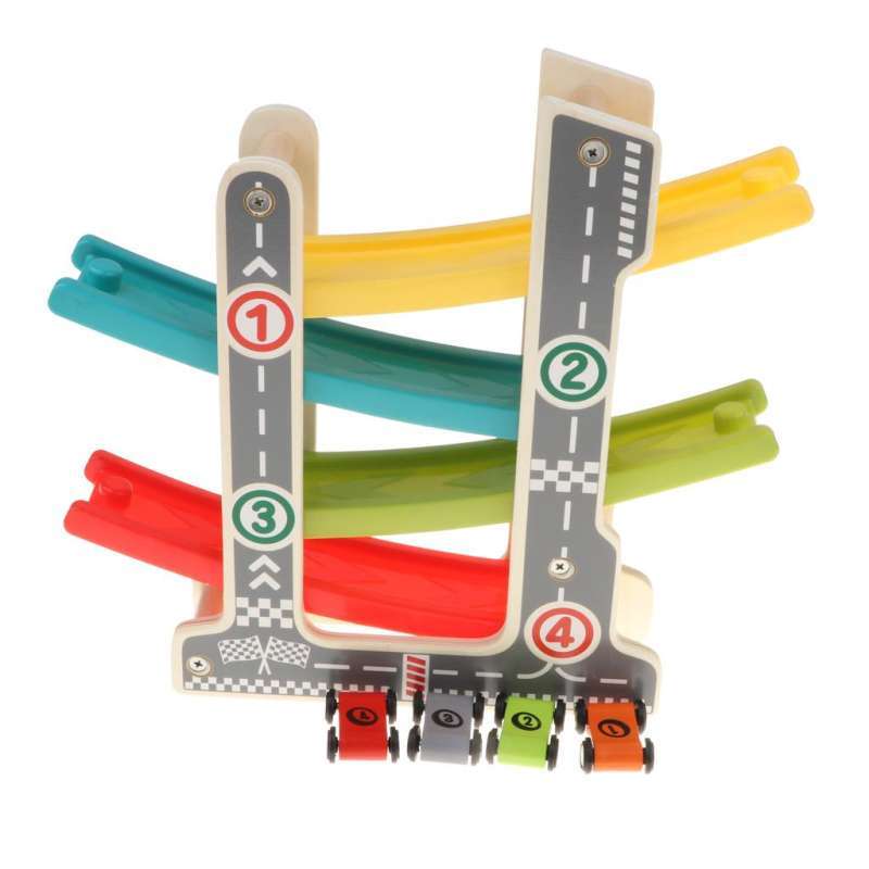 Jual Wooden Click Clack Ramp Track Race Car Toy for Kids Early ...