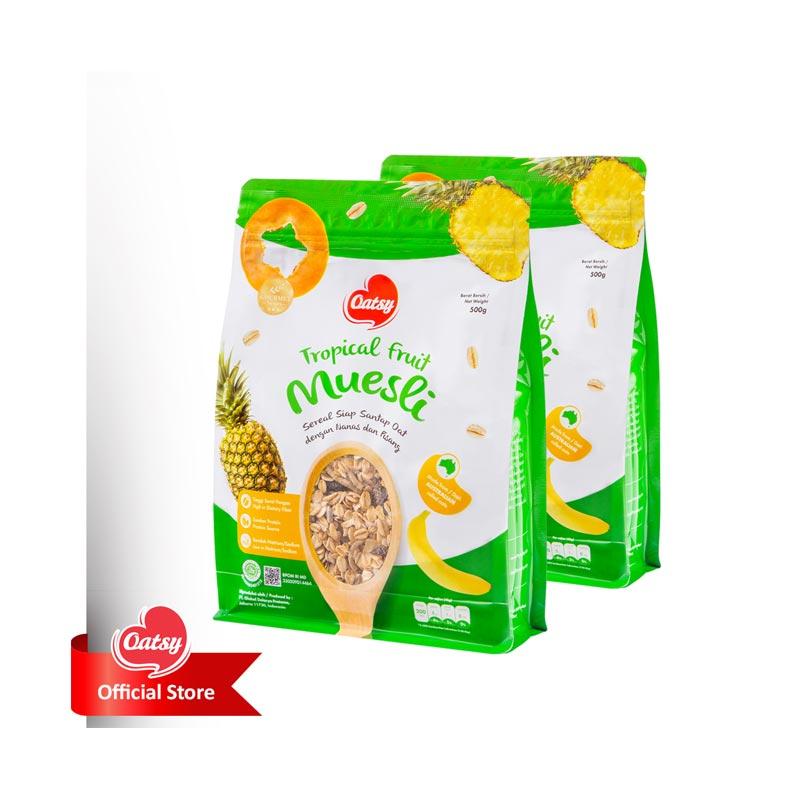 Promo OATSY Muesli Tropical Fruit Sereal [500 g/ Double Pack] Diskon 10 ...