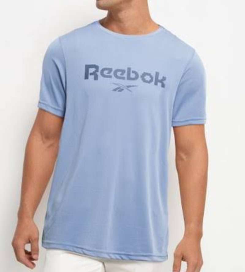 Jual Reebok Men Running Tee. Blue. Kaos Lari Pria Lengan Pendek Di ...
