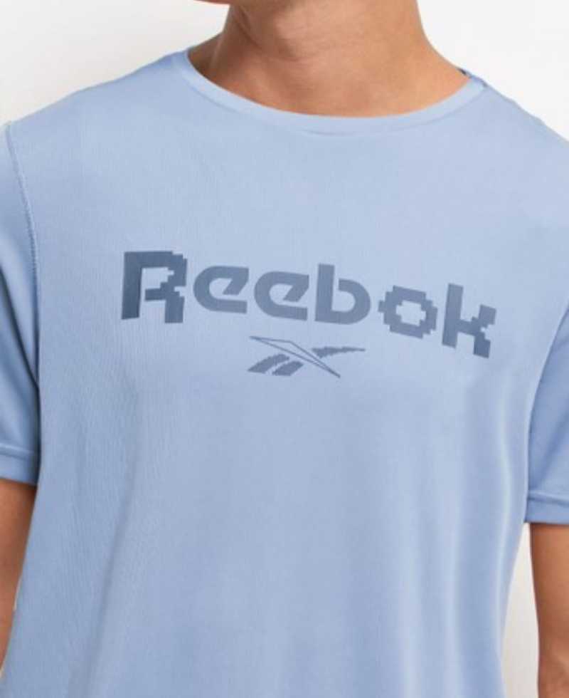 Jual Reebok Men Running Tee. Blue. Kaos Lari Pria Lengan Pendek Di ...
