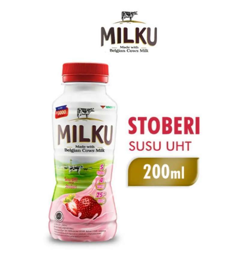 Jual MILKU Rasa Coklat/Strawberry Susu UHT 200 mL di Seller Lifemart ...