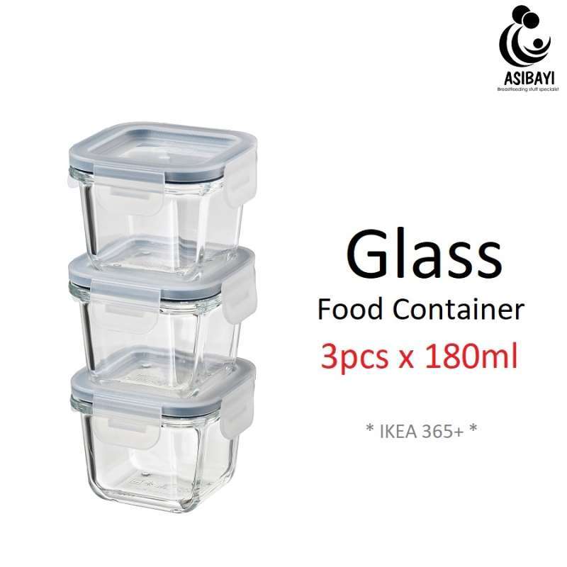 Jual Glass Food Container 3pcs 180ml Kontainer Wadah Penyimpan Makanan ...