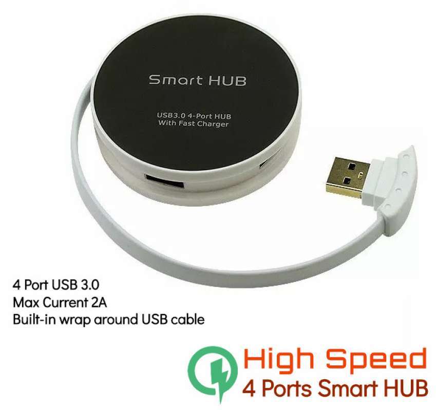 Jual 4 Port Smart Hub Usb 3.0 High Speed With Built-in Cable Kabel Di ...