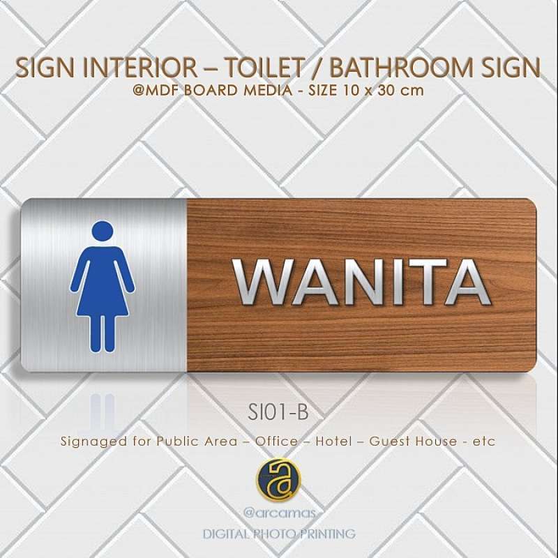 Jual Papan Rambu Petunjuk Toilet Sign Kayu Gambar Tanda Wc Restroom ...