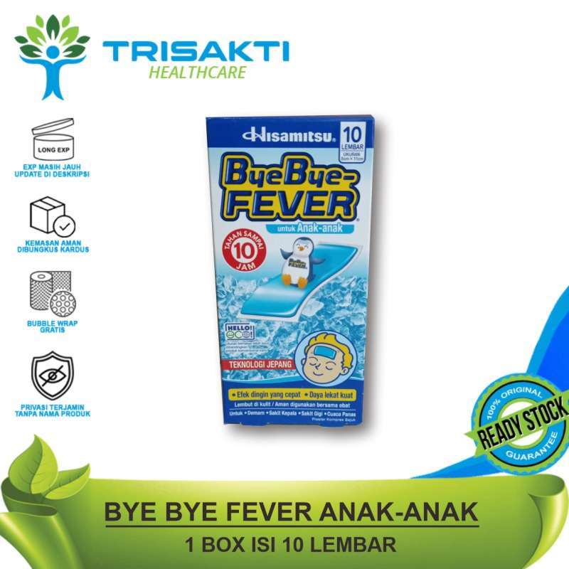 Promo BYE BYE FEVER ANAK 1 BOX ISI 10 LEMBAR PLASTER KOMPRES DEMAM ANAK ...
