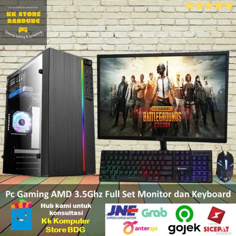 Jual Pc Gaming amd 3.5Ghz full set monitor fhd keyboard gaming siap ...