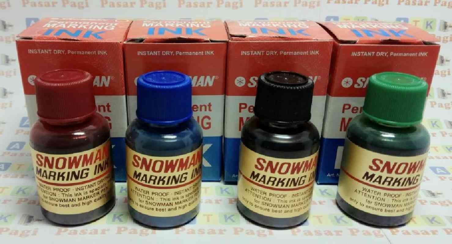Jual isi tinta spidol permanent / refill marking ink snowman asli ...