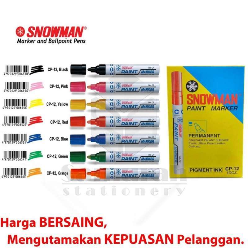 Jual Spidol Paint Marker Snowman Permanent 12 Warna - Emas Perak Putih ...