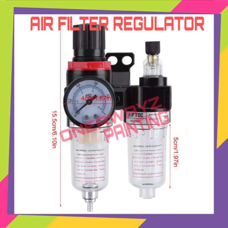Jual Air Filter Regulator Double Kompresor / Air Pressure Gauge Double ...