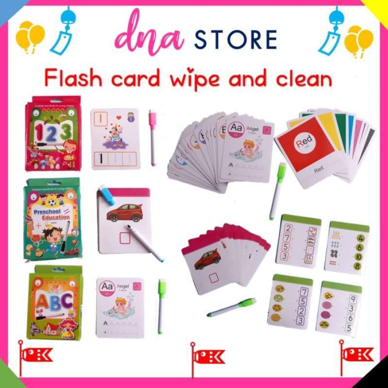 Jual Flash Card Wipe And Clean Flash Card Huruf Angka Matematika di ...