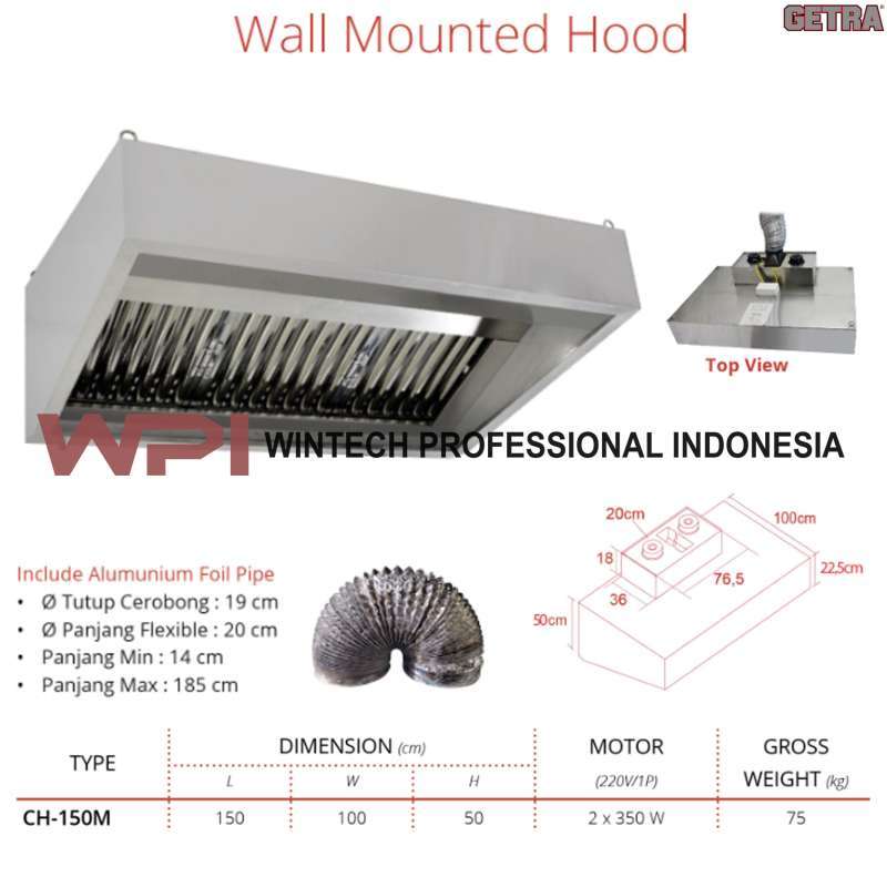 Jual Getra Ch-150m Wall Mouted Hood Alat Pengisap Asap Dapur Saat ...