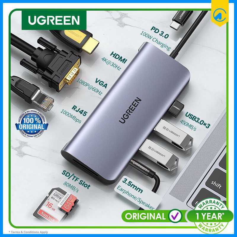 Jual Ugreen 80133 10 in 1 USB C Multi Function Adapter Space Gray di Seller Toko Artica Computer ...