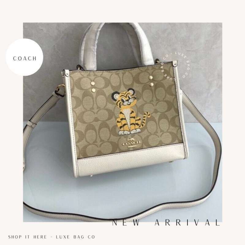 Jual Coach Dempsey Tote 22 In Signature Canvas With Tiger 100% ORIGINAL ...