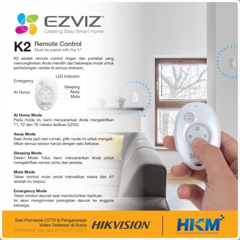 Jual Ezviz Hikvision K2 Wireless Remote Controller For Alarm Hub Kode ...