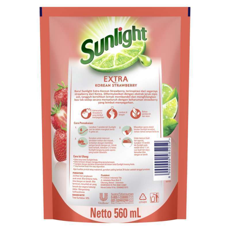 Promo Surabaya - Sunlight Sabun Cuci Piring Korean Strawberry [650 Ml/ Refill] Diskon 23% Di ...