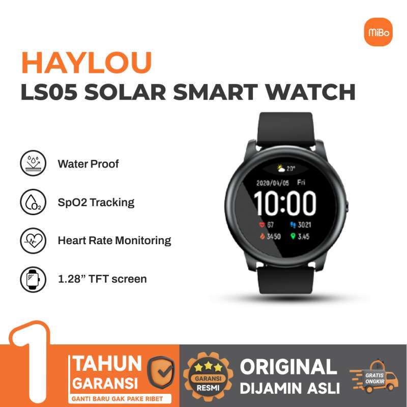Jual Haylou Solar LS05 Smartwatch IP68 Waterproof Heart Rate Monitoring ...