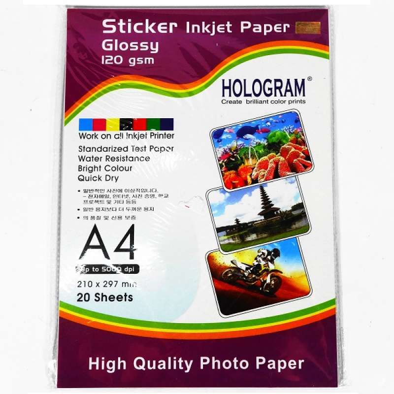 Jual Kertas Sticker Inkjet Paper Glossy 120 Gsm, Kertas Label Glossy A4 ...