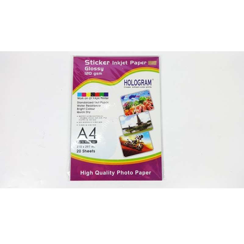 Jual Kertas Sticker Inkjet Paper Glossy 120 Gsm, Kertas Label Glossy A4 ...