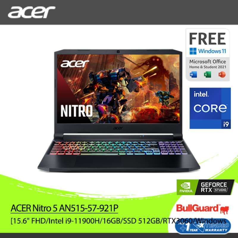 Jual ACER Nitro 5 AN515-57-921P [15.6 FHD/Intel i9-11900H/16GB/SSD 512GB/RTX3060/Windows 11+OHS ...