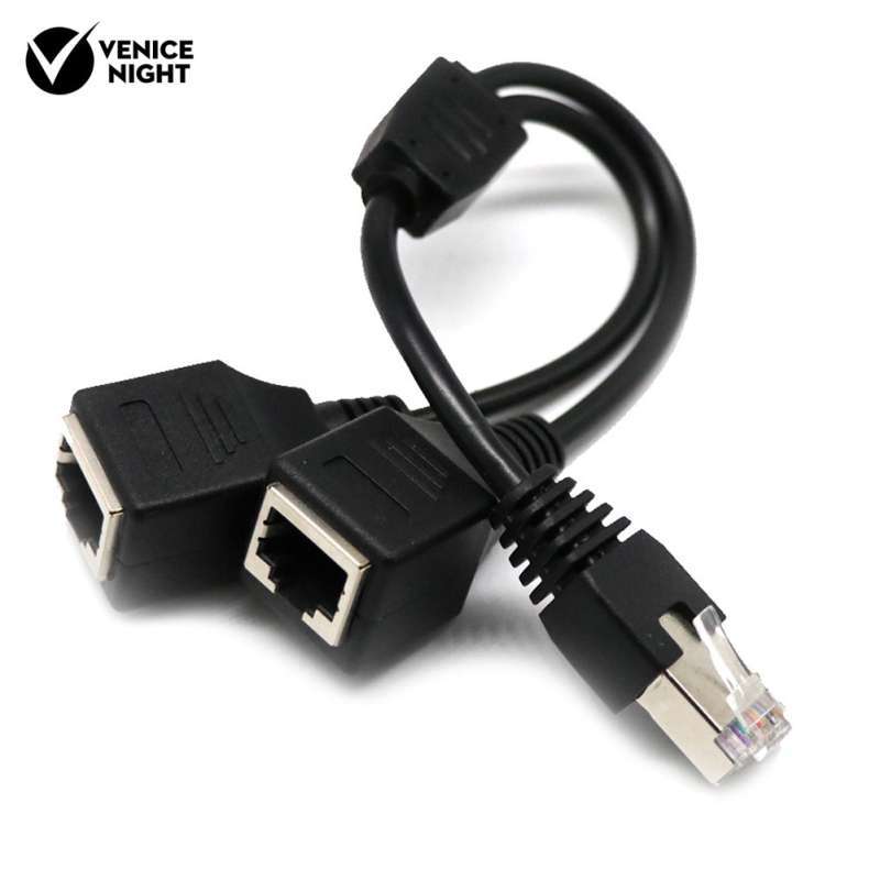 Jual Kabel Adaptor Splitter Ethernet 2in1 Male Ke 2 Female Rj45 Untuk ...