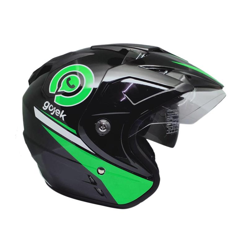 Promo Oem Helm Gojek Double Visor Helm Half Face - Black Green M Diskon ...