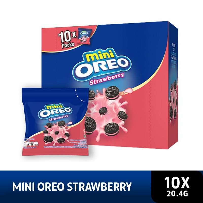 Promo Oreo Mini Biskuit Strawberry [20.4 g/ 10 pcs/ Box] Diskon 9% di ...