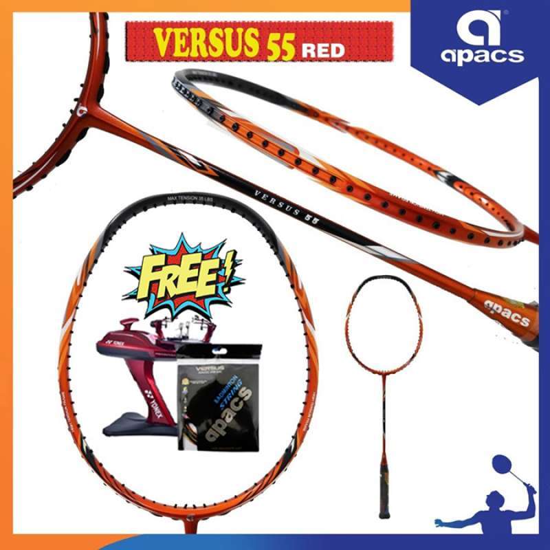 Promo Apacs Versus 55 Raket Badminton Original - Paket 2 Red Black ...