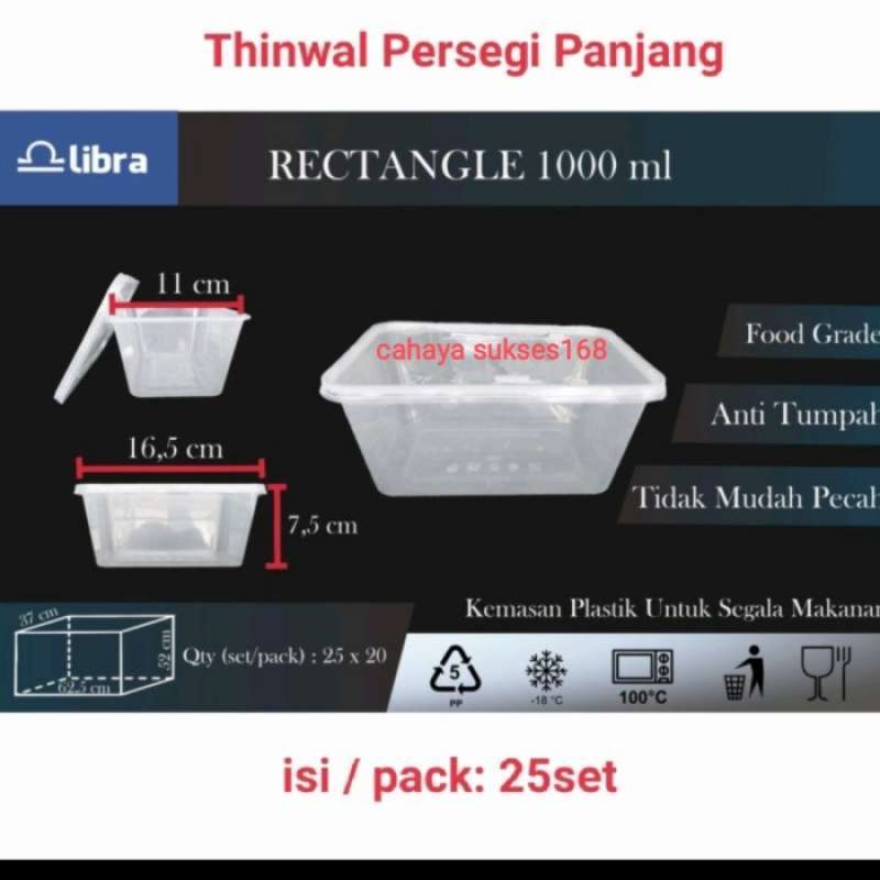 Jual Thinwall Persegi Panjang 1000ml Food Container Kotak Makan Nasi