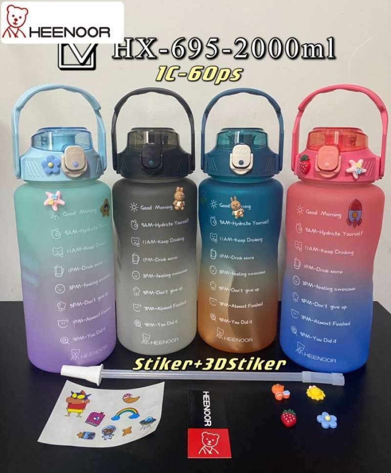 Jual Botol Minum Motivasi - Botol Tritan Penanda Waktu 2liter Gradasi ...