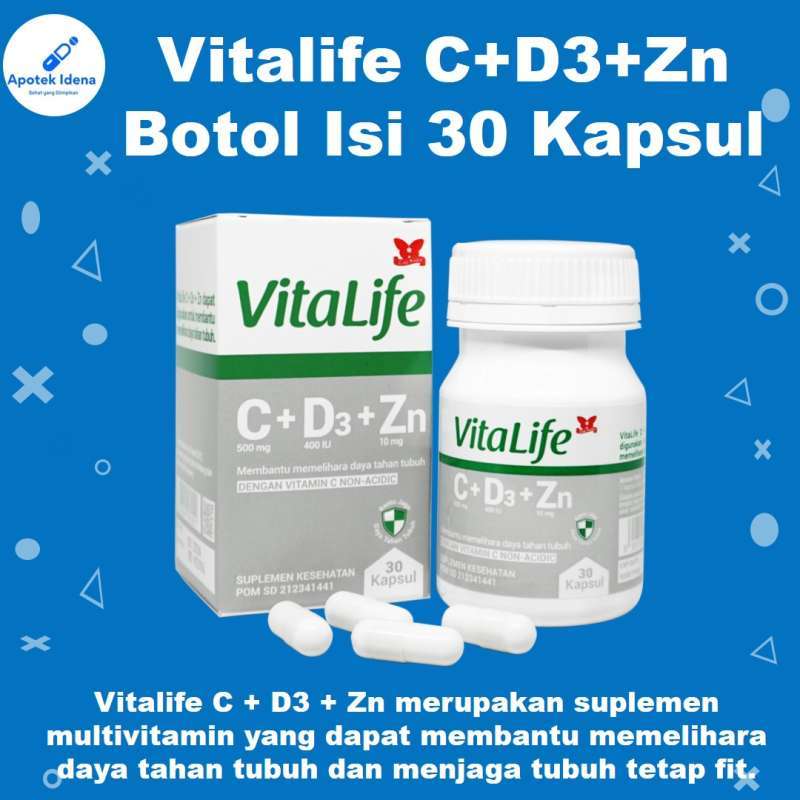 Jual Vitalife C+d3+zn Botol Isi 30 Kapsul Suplemen / Multivitamin ...