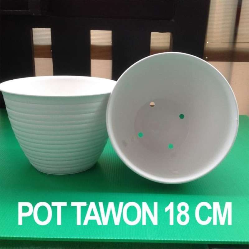 Jual POT TANAMAN DAN BUNGA PLASTIK WARNA PUTIH MODEL TAWON 18 CM di ...