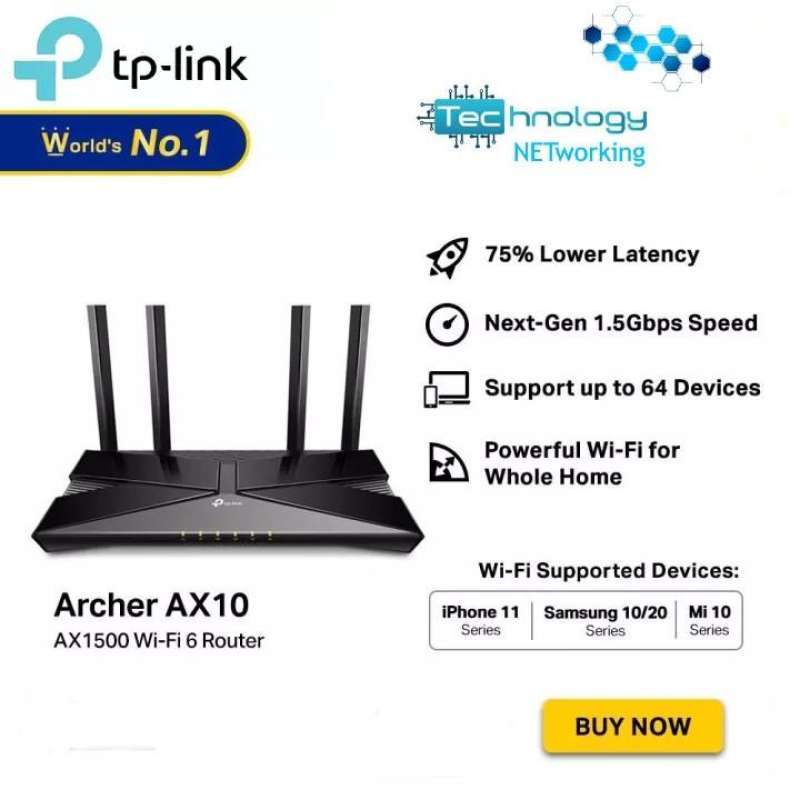 Jual TP-LINK TPLink ARCHER AX10 AX1500 WiFi 6 DUAL-BAND MU-MIMO OFDMA ...