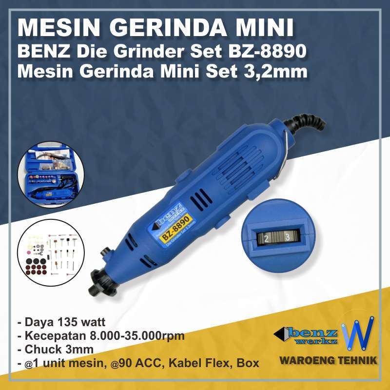 Jual Mesin Gerinda Mini BENZ BZ-8890 Die Grinder Set 3.2mm Set 99 ACC ...