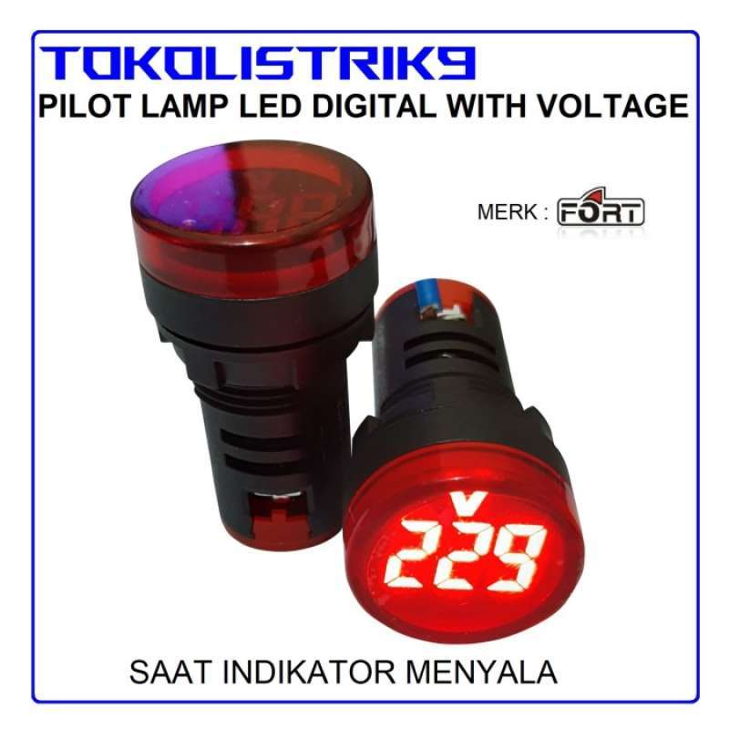 Promo Pilot Lamp LED Digital Dengan Voltage Indikator 22mm Merk Fort ...