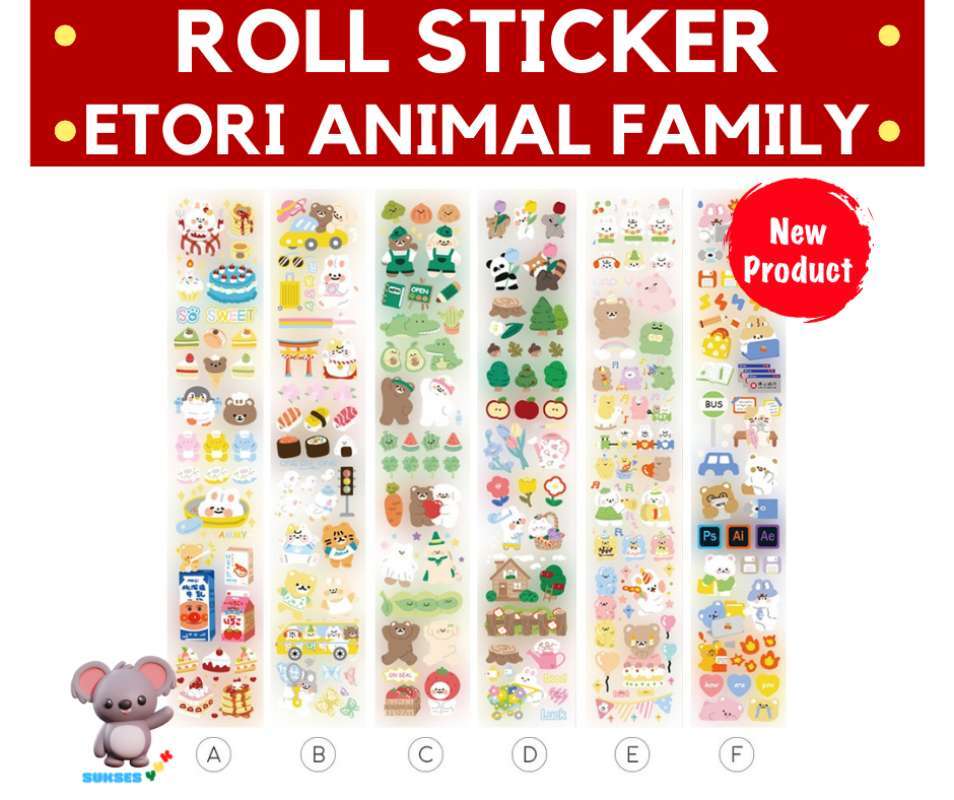 Jual Stiker Gulung / Roll Deco Sticker ETORI ANIMAL FAMILY - Motif C di ...
