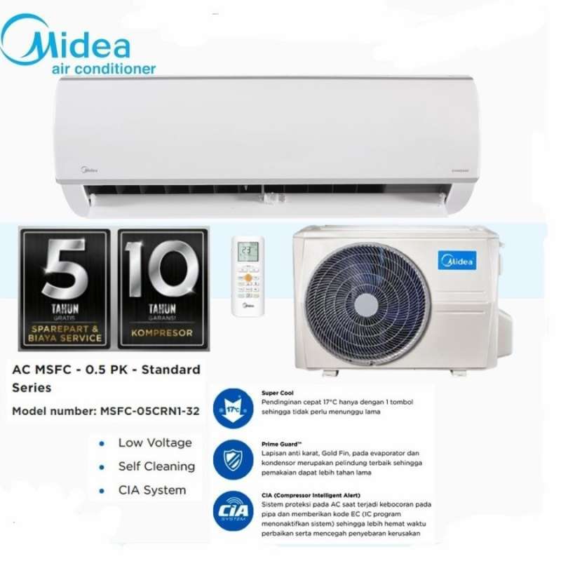 Jual AC SPLIT MIDEA STANDAR R32 1 2 PK MSFC 05CRN1 32 Paket jual-ac-split-midea-standar-r32-1-2-pk-msfc-05crn1-32-paket